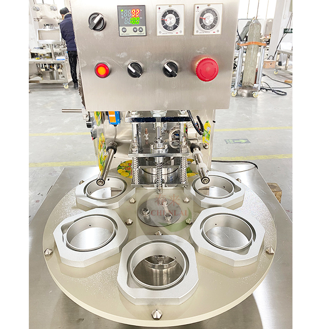 6 Positions Semi Automatic Rotary Type Cup Roll Film Sealing Machine ...